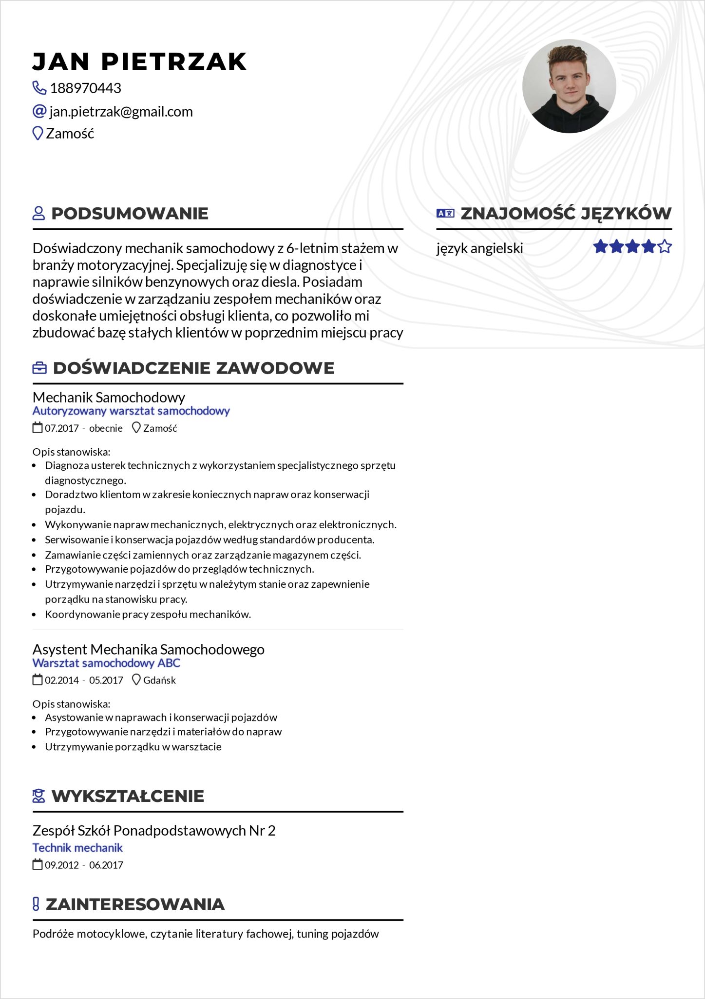 Przykładowe CV - Kreator CV